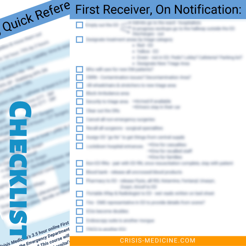 First Receivers - No Notice MCI Events - ONLINE - Crisis Medicine